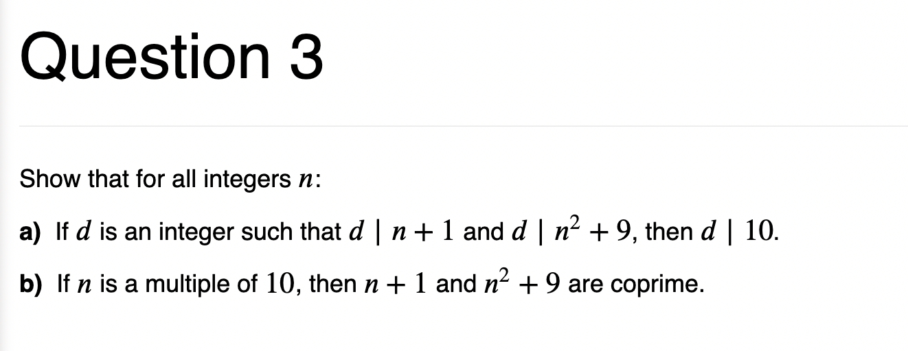 Solved Show that for all integers n : a) If d is an integer | Chegg.com