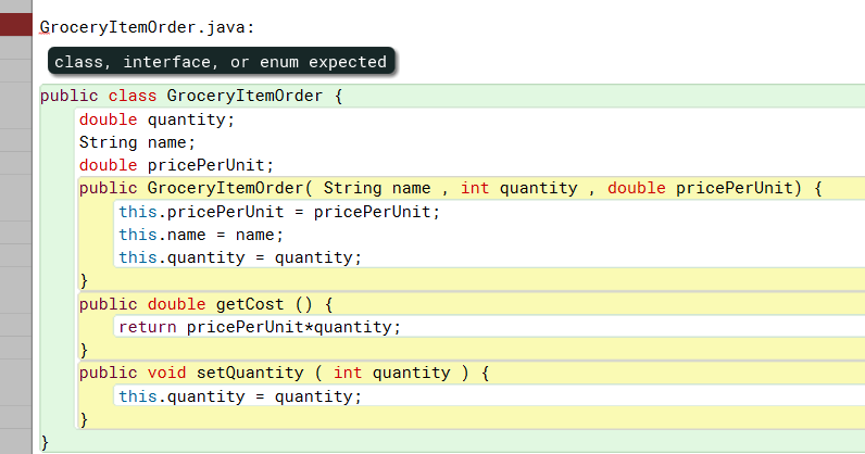 Solved Write a class named GroceryList that represents a | Chegg.com