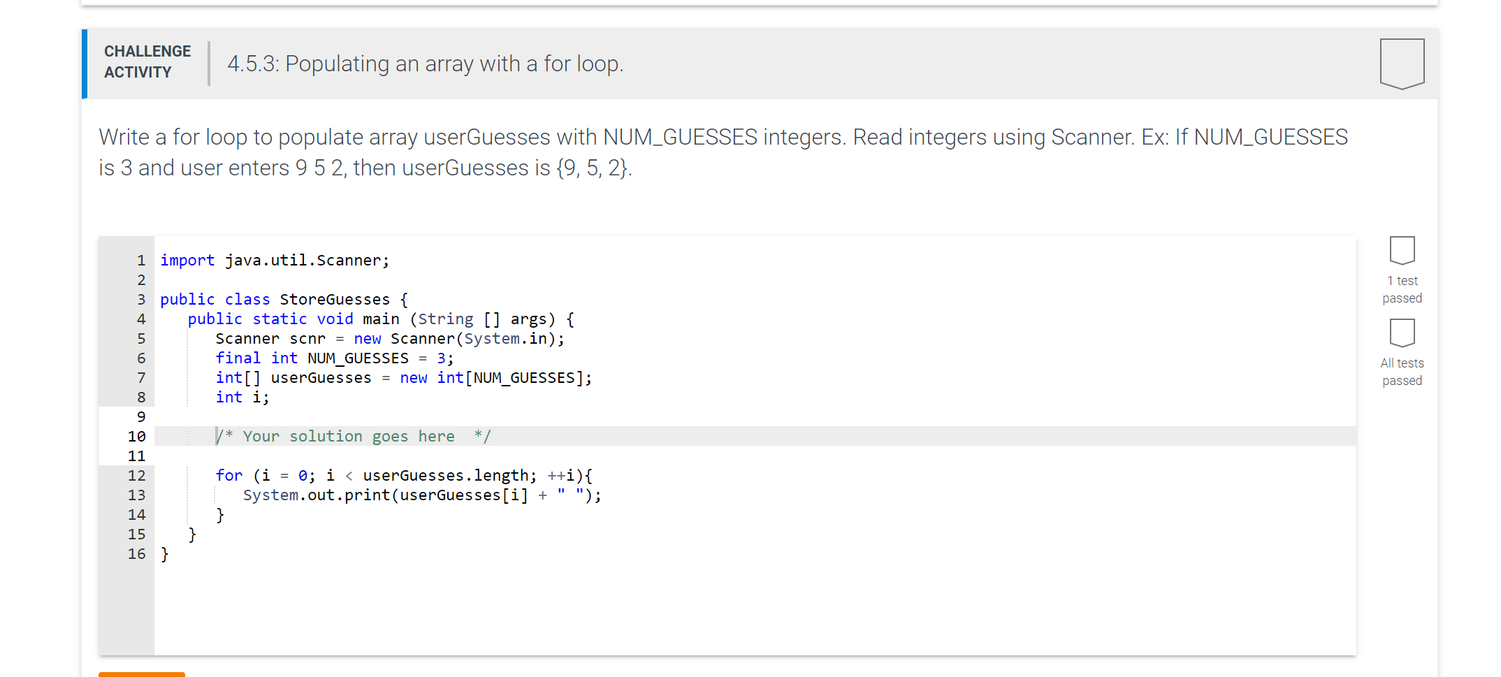 Solved CHALLENGE ACTIVITY 4 5 3 Populating An Array With A Chegg