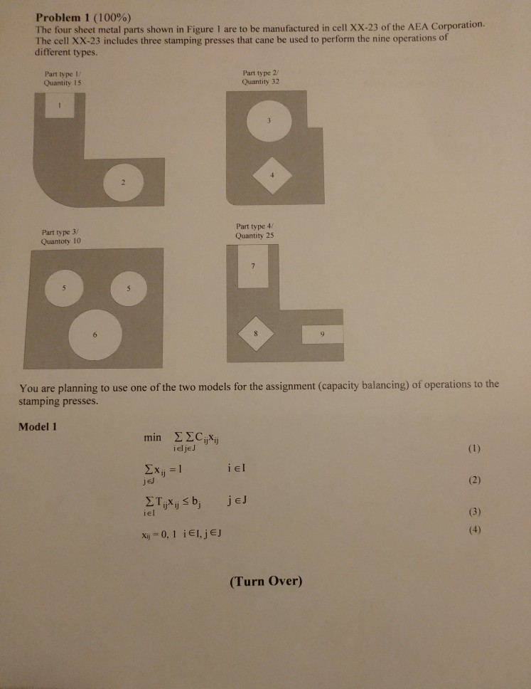 Problem 1 (100%) The four sheet metal parts shown in | Chegg.com