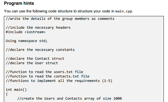 Solved Need a c++ coding for this task done in visual | Chegg.com