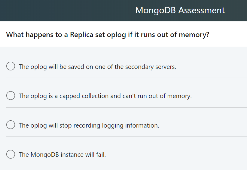 Solved MongoDB Assessment What happens to a Replica set | Chegg.com