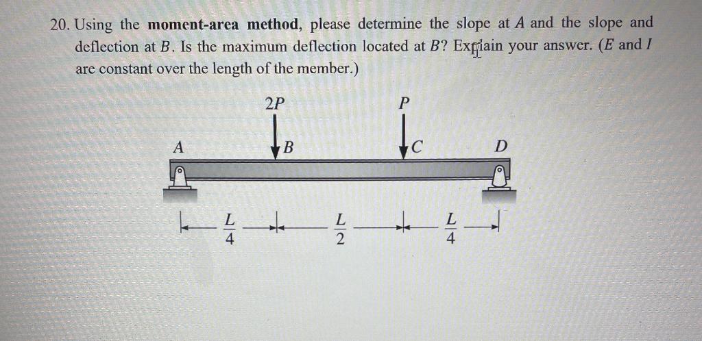 Solved 20. Using the moment-area method, please determine | Chegg.com