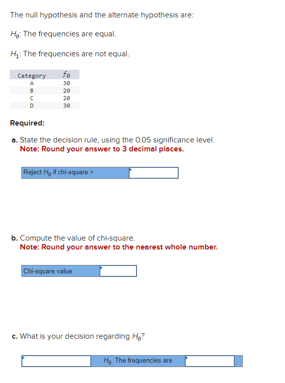 Solved The null hypothesis and the alternate hypothesis | Chegg.com