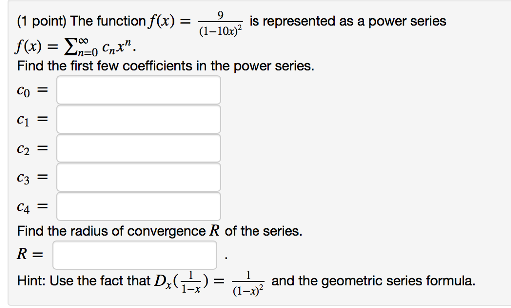 Solved (1 point) The functionf(x) = (1-1002 is represented | Chegg.com
