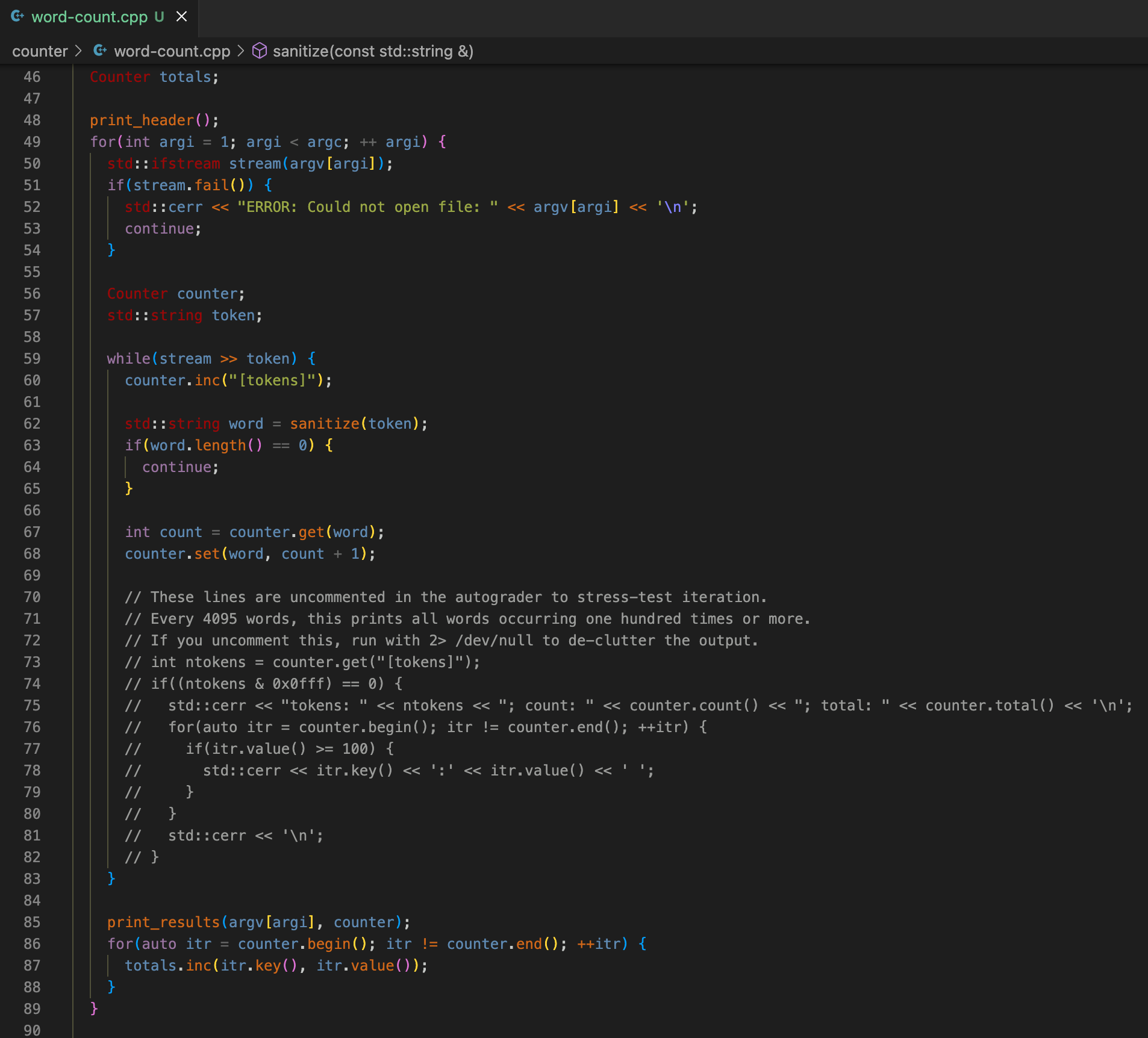 Solved Can you finish the C++ code for Counter.h file, make | Chegg.com