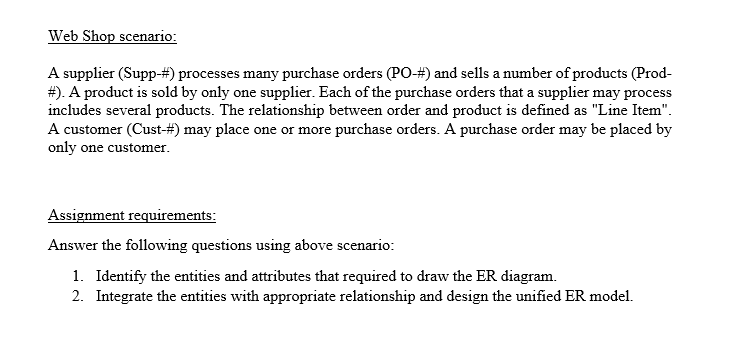 Solved Web Shop scenario: A supplier (Supp-#) processes many | Chegg.com