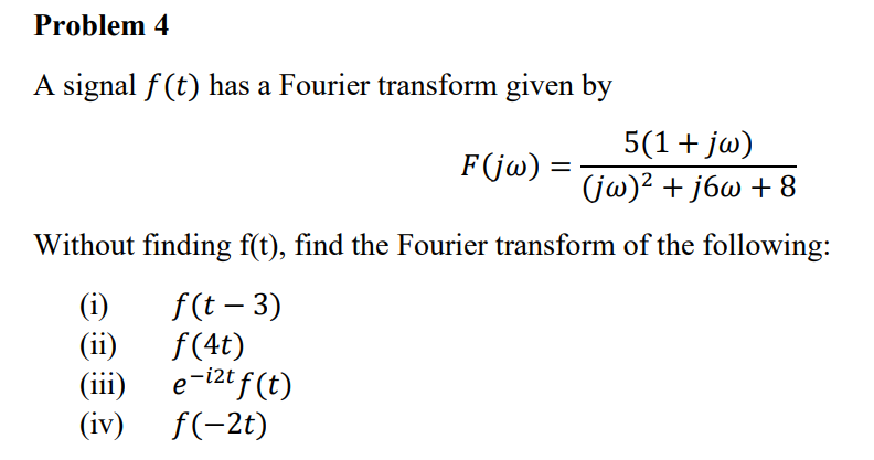 Solved A signal f(t) has a Fourier transform given by | Chegg.com