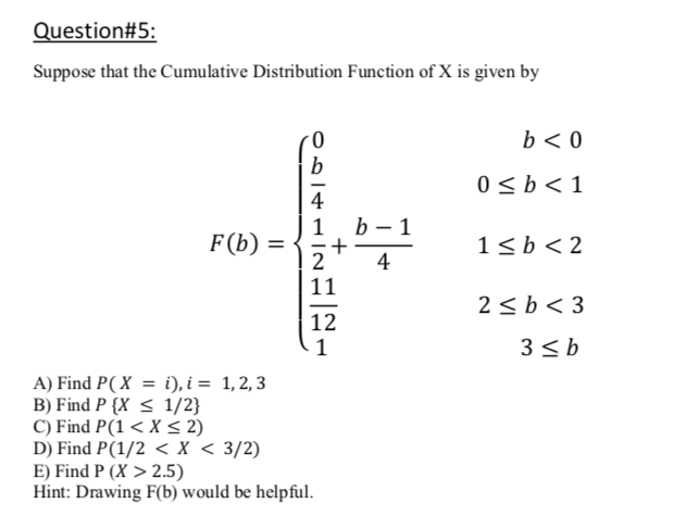 Solved Question 5 Suppose That The Cumulative Distribution