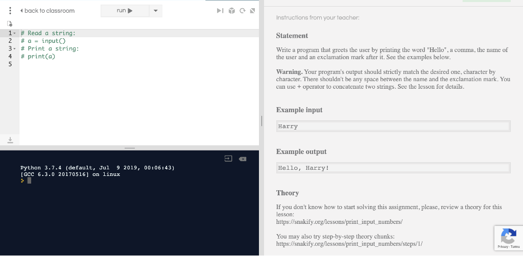 Solved : 1 back to classroom run Instructions from your | Chegg.com