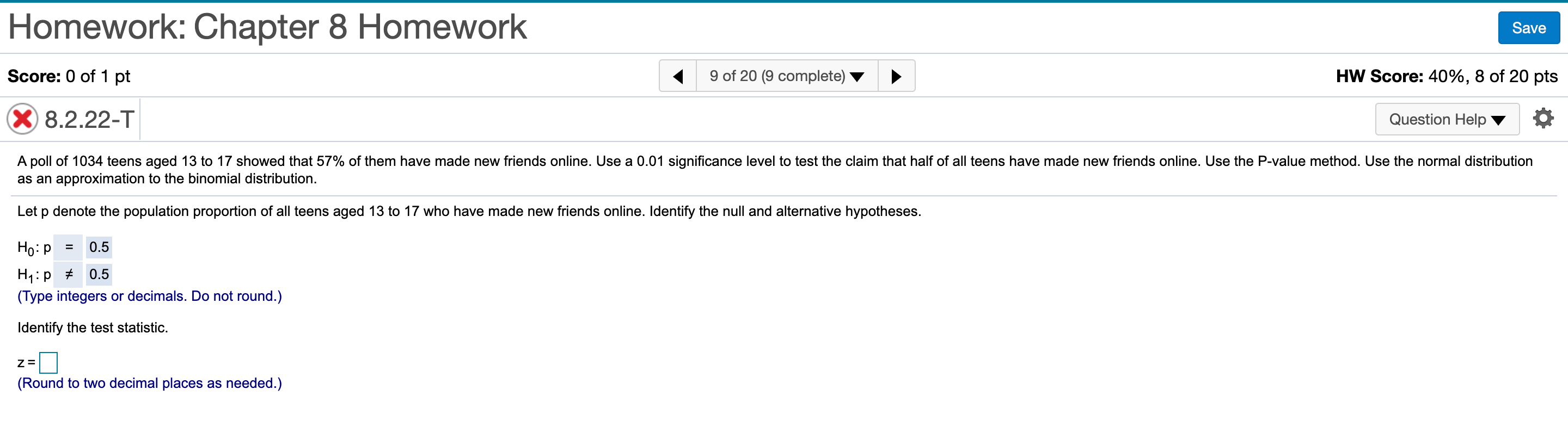 Solved Homework: Chapter 8 Homework Save Score: 0 of 1 pt 9 | Chegg.com
