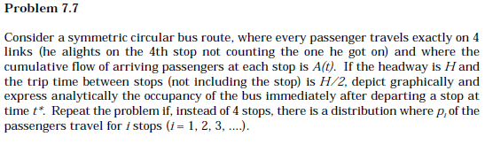 Solved Problem 7.7Consider a symmetric circular bus route, | Chegg.com