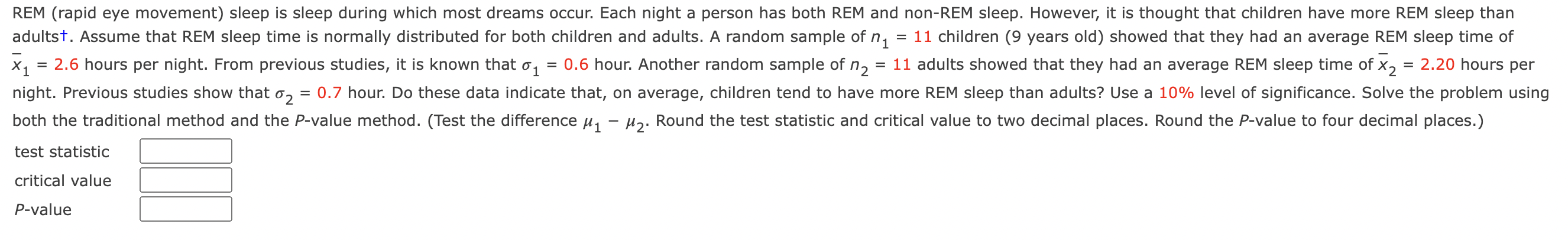 Solved Test Statistic Critical Value P Value