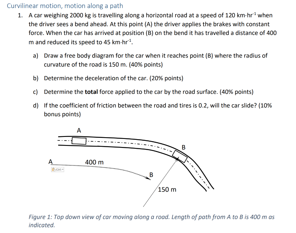 Solved Curvilinear motion, motion along a path 1. A car | Chegg.com