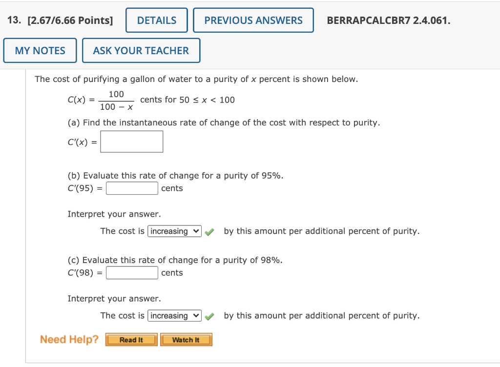 Solved 13. [2.6776.66 Points] DETAILS PREVIOUS ANSWERS | Chegg.com