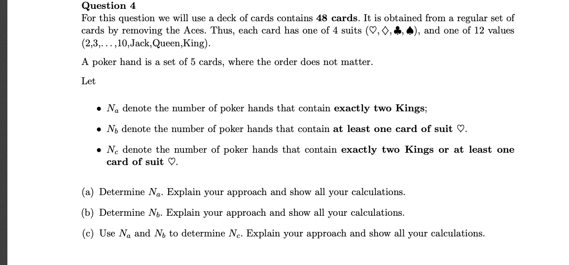 Solved Question 4 For this question we will use a deck of | Chegg.com