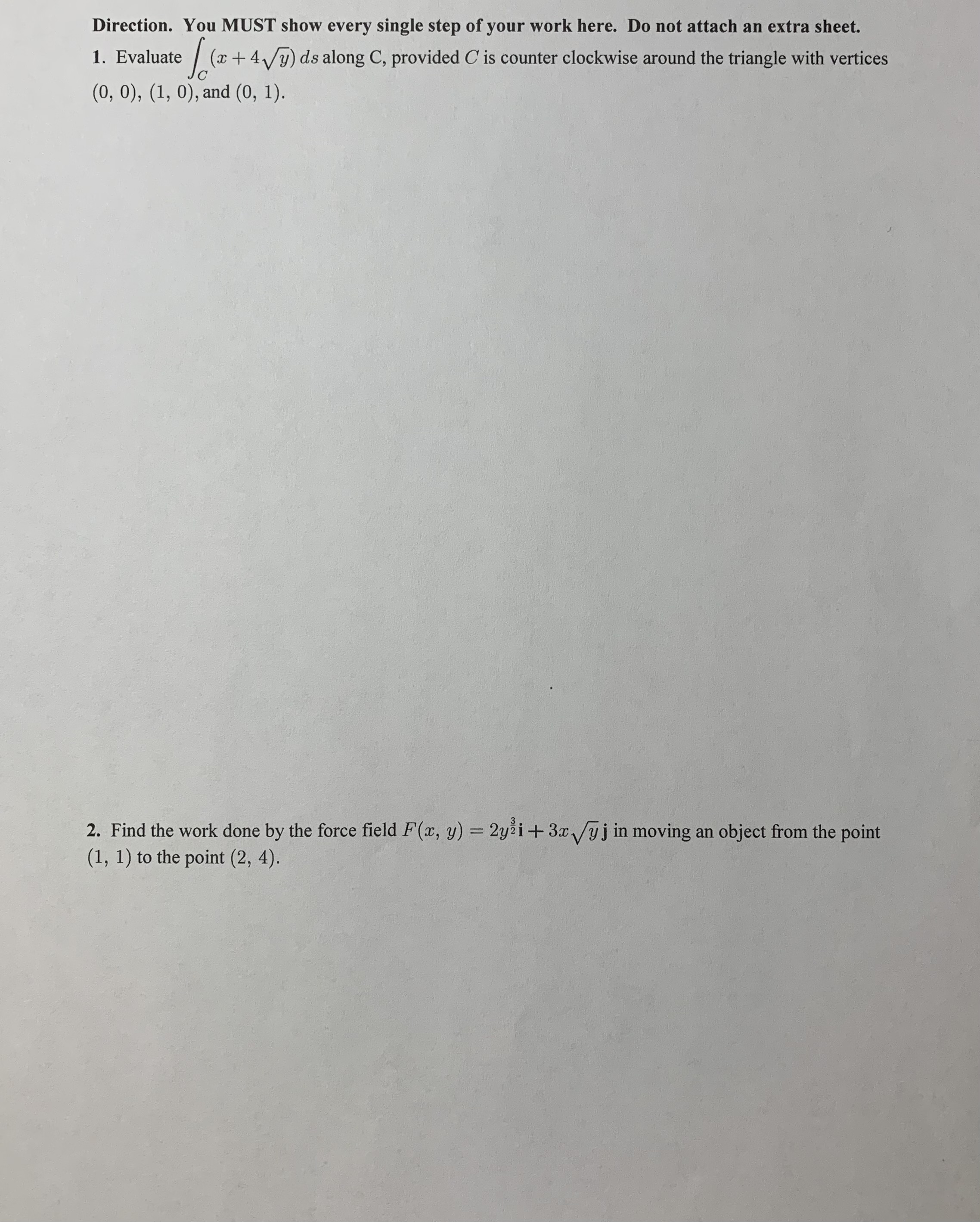 Solved Direction. You MUST show every single step of your | Chegg.com