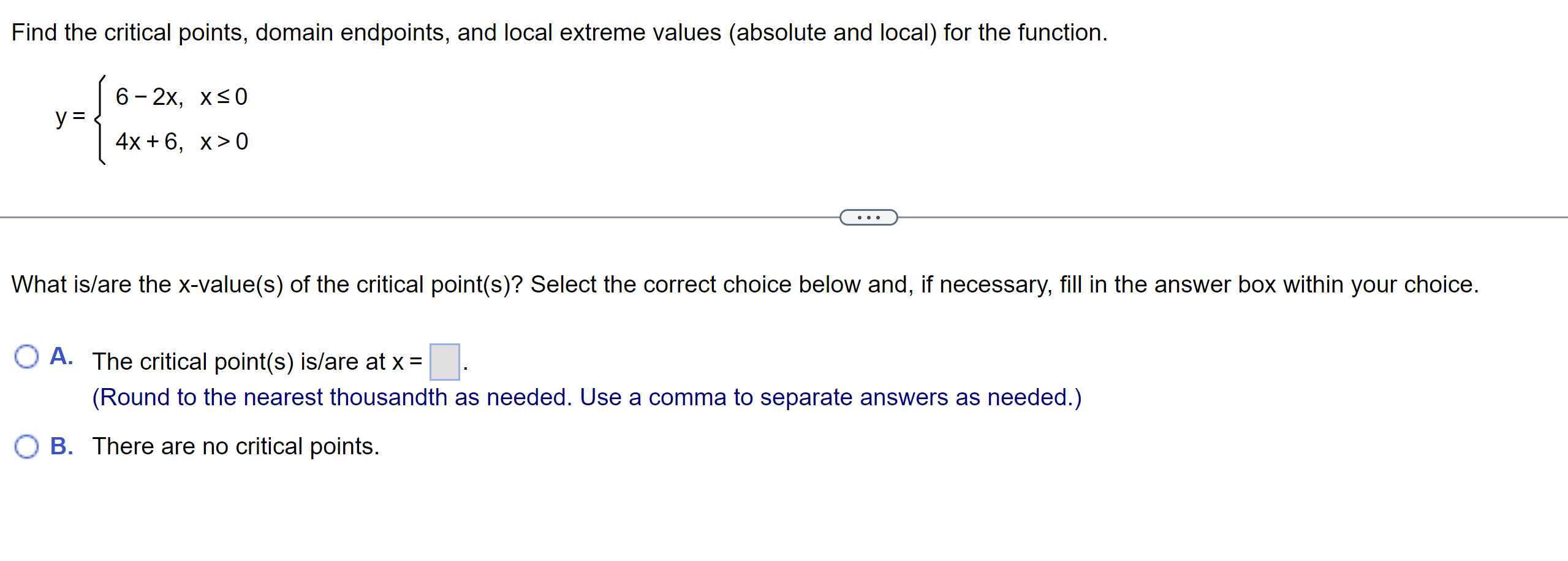 Solved y={6−2x,4x+6,x≤0x>0 What is/are the x-value(s) of the | Chegg.com