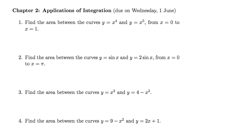 Solved Chapter 2: Applications of Integration (due on | Chegg.com