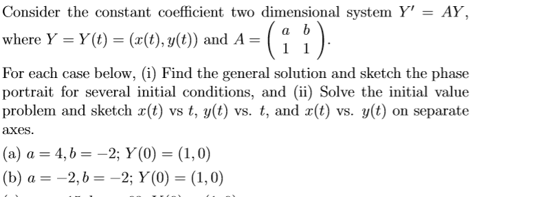 Solved Consider the constant coefficient two dimensional | Chegg.com