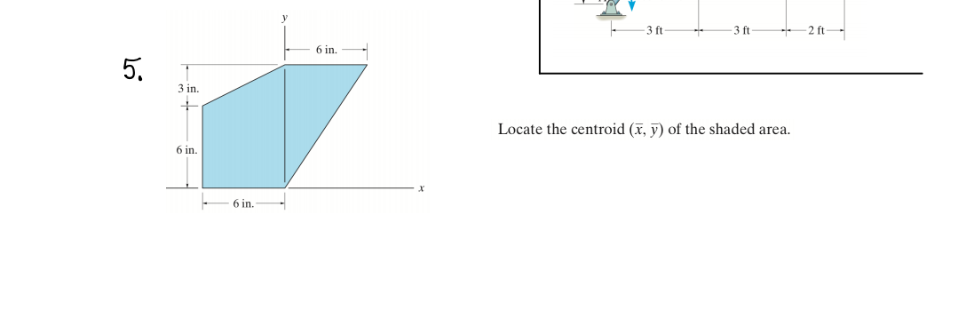 Solved 3 ft 3 ft -2 ft 6 in. 5. 3 in. Locate the centroid | Chegg.com