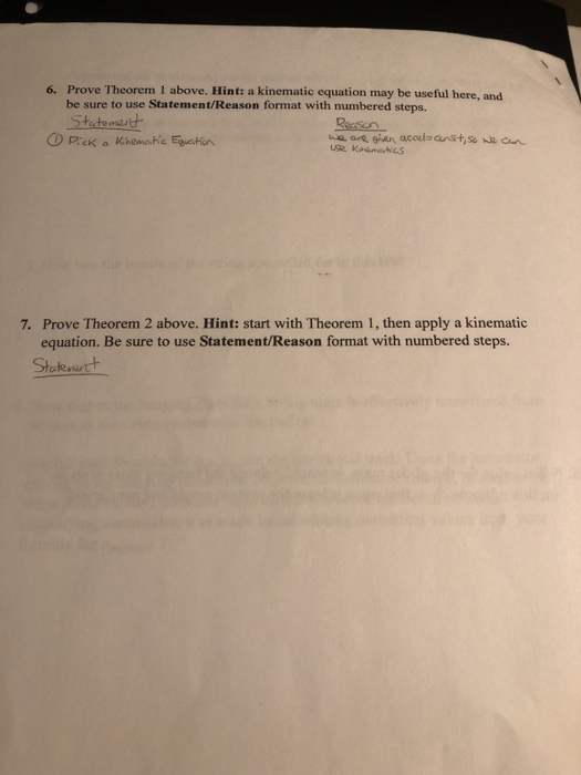 Solved Prove Theorem 1 above. Hint: a kinematic equation may | Chegg.com