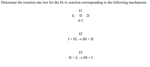 Solved Determine the reaction rate law for the H2-I2 | Chegg.com