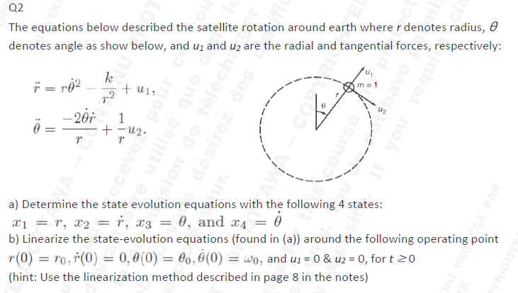Solved Q2 The equations below described the satellite | Chegg.com