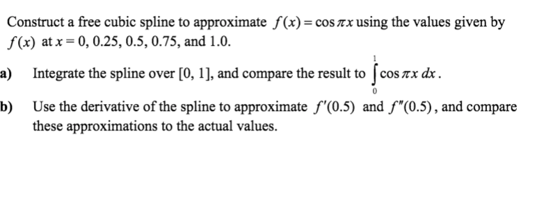 Solved Construct a free cubic spline to approximate f(x) = | Chegg.com