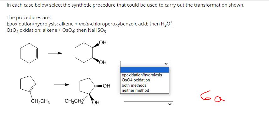 Solved In each case below select the synthetic procedure | Chegg.com