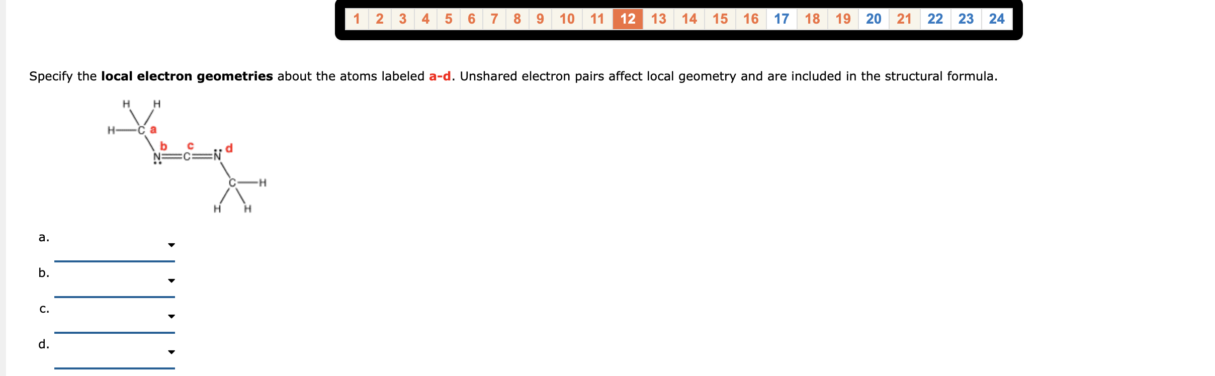 Solved Specify the local electron geometries about the atoms | Chegg.com