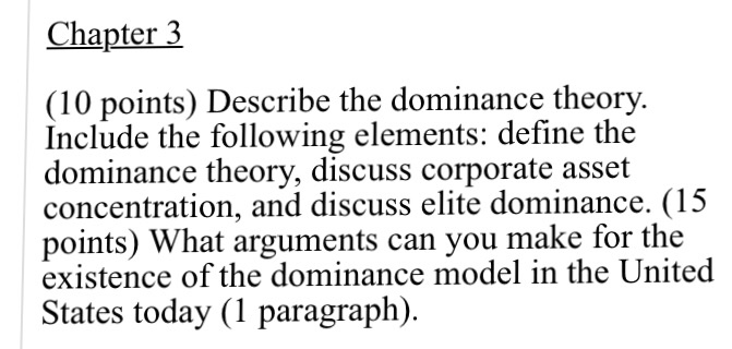 Solved Chapter 3 (10 points) Describe the dominance theory | Chegg.com