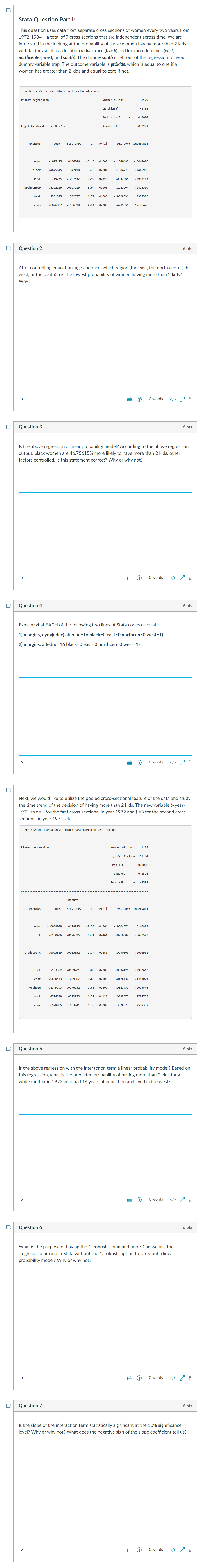 Solved u Stata Question Part I: This question uses data from | Chegg.com
