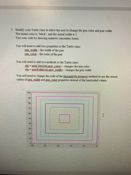 Solved 2 Modify Your Turtle Class To Allow The User To 