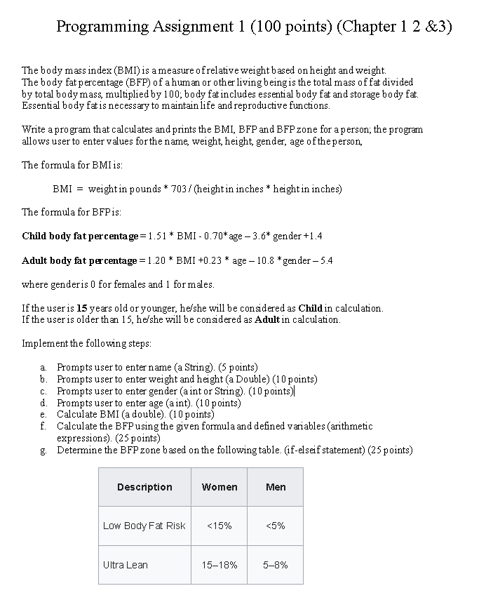Solved Programming Assignment 1 (100 points) (Chapter 1 2&3) | Chegg.com