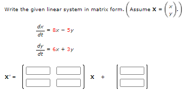 Solved Write the given linear system in matrix form. Assume | Chegg.com