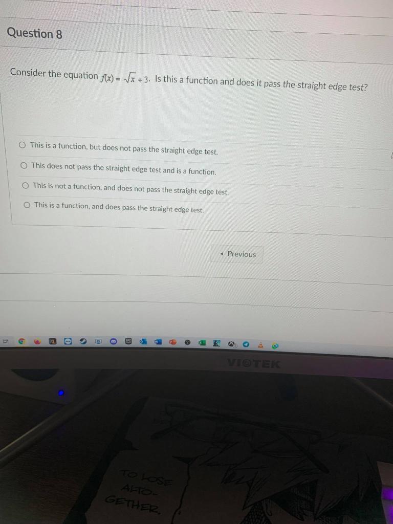 Solved Question 8 Consider the equation f(x) = V8 +3. Is | Chegg.com