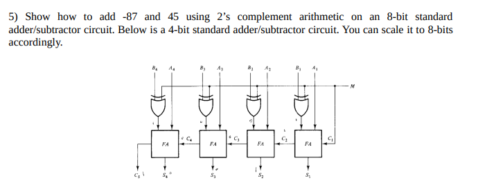 Solved 5) Show how to add −87 and 45 using 2's complement | Chegg.com
