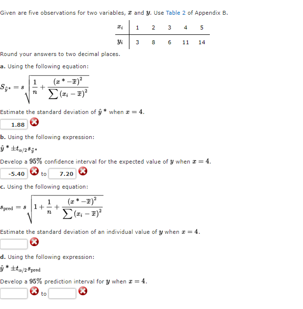 Solved Given are five observations for two variables, x and | Chegg.com