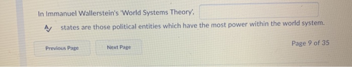 In Immanuel Wallerstein's 'World Systems Theory, | Chegg.com