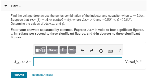 Solved Constants Part B Consider the series RLC bandpass | Chegg.com