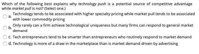 Solved Which of the following best explains why technology | Chegg.com