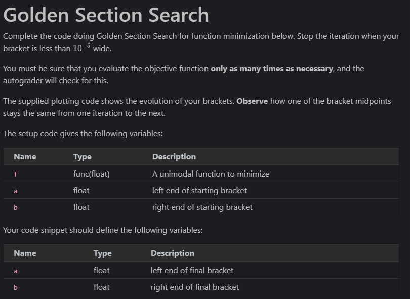 Golden Section Search Complete the code doing Golden | Chegg.com