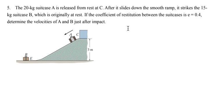 Solved 5. The 20-kg suitcase A is released from rest at C. | Chegg.com