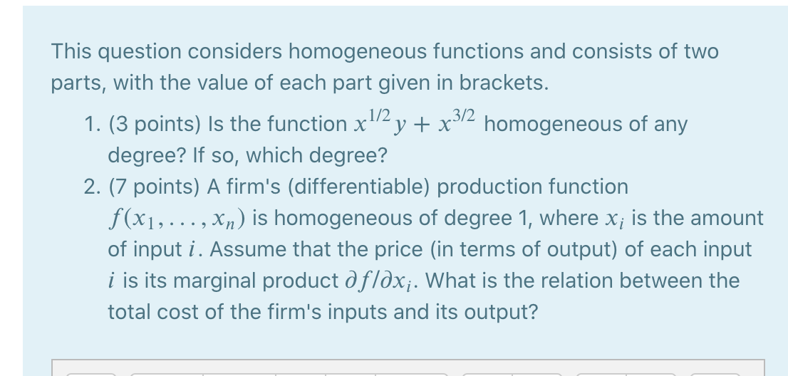 Solved 3/2 This question considers homogeneous functions and | Chegg.com