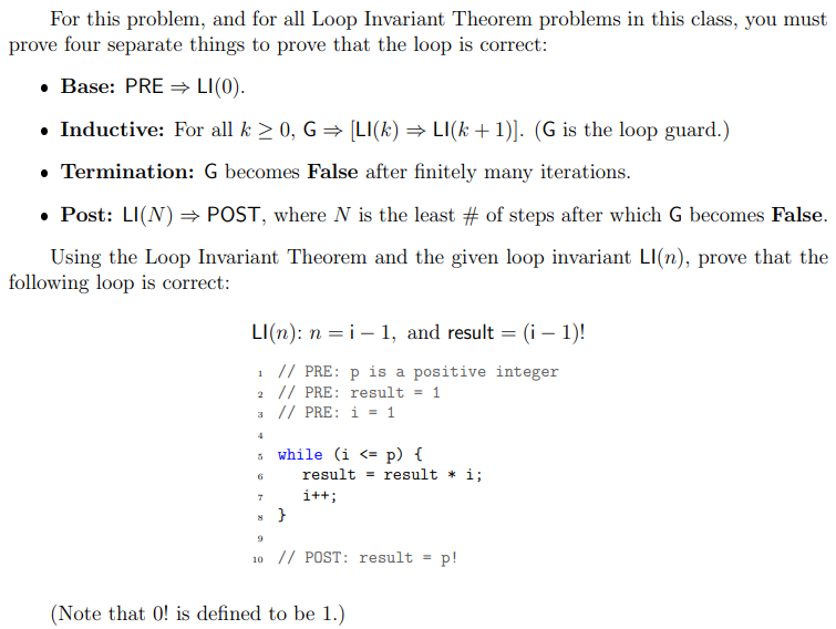 For this problem, and for all Loop Invariant Theorem | Chegg.com