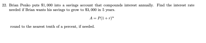 Solved 22. Brian Penko puts $1,000 into a savings account | Chegg.com
