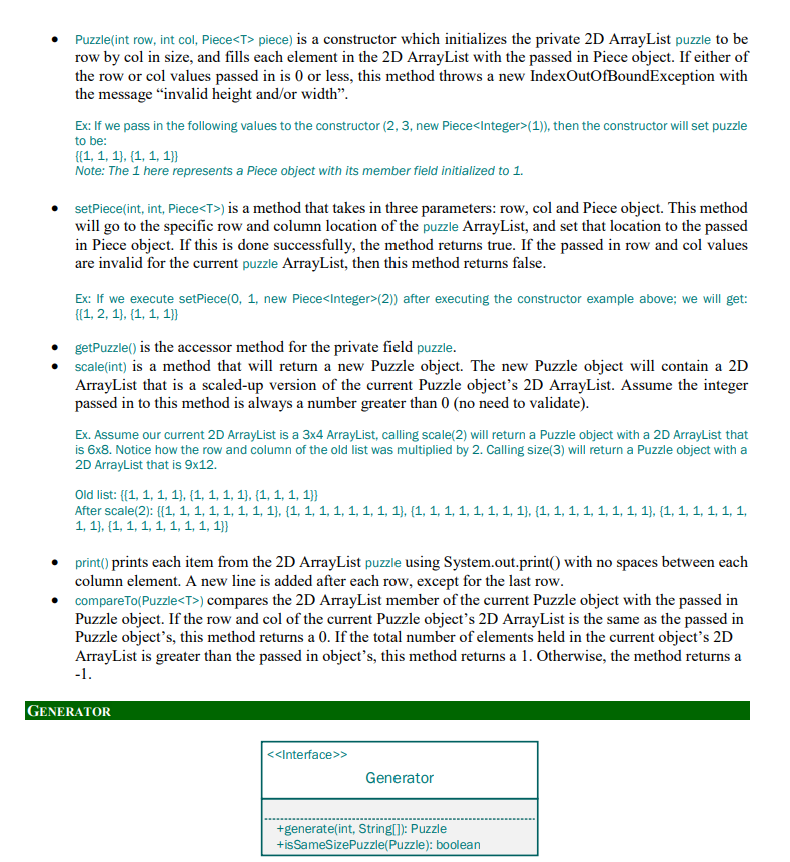 UML: Comparable Generator +generate(int, | Chegg.com