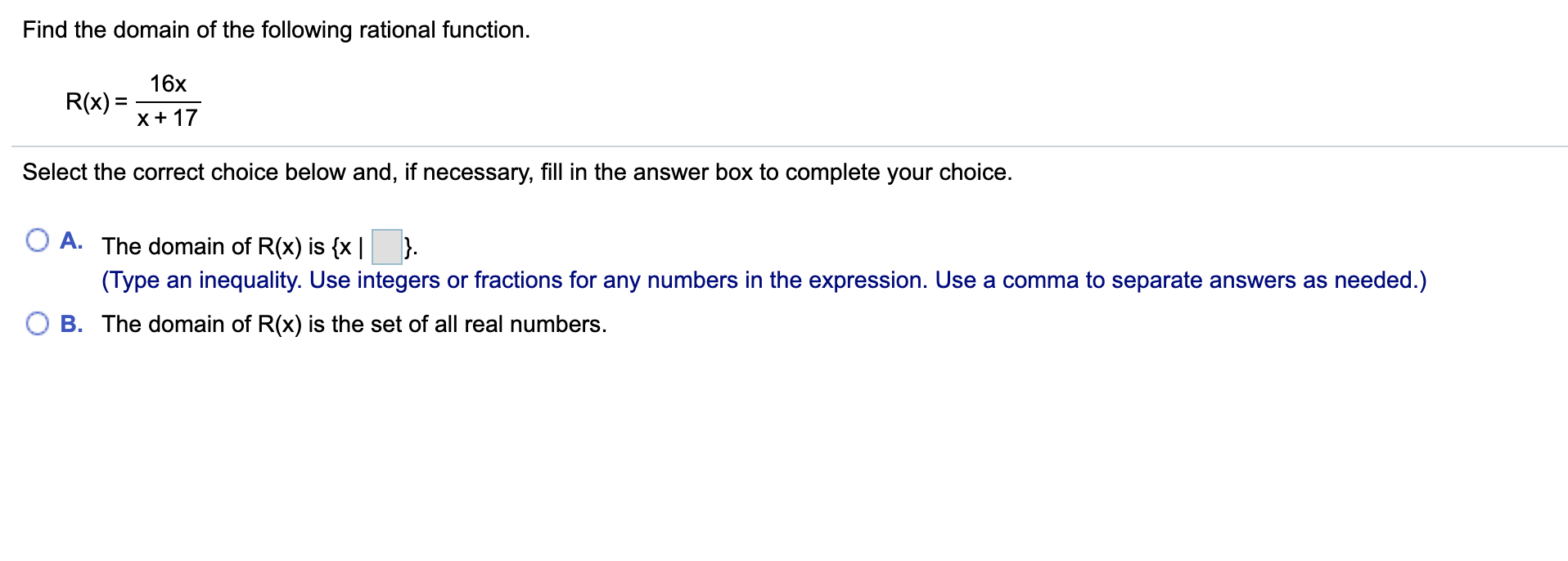 Solved Find The Domain Of The Following Rational Function