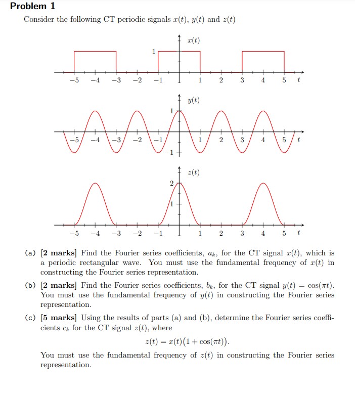 Solved Consider the following CT periodic signals x(t),y(t) | Chegg.com